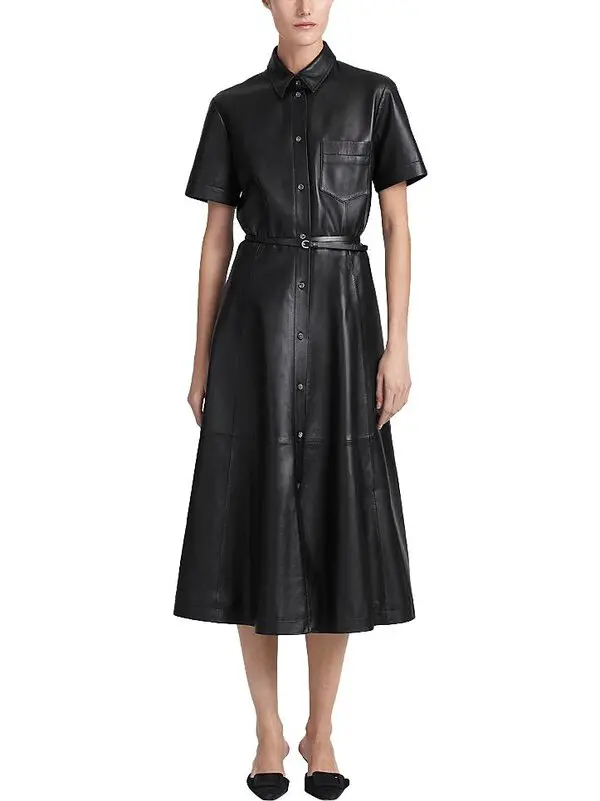 Altuzarra Kiera Leather Shirtdress - Black