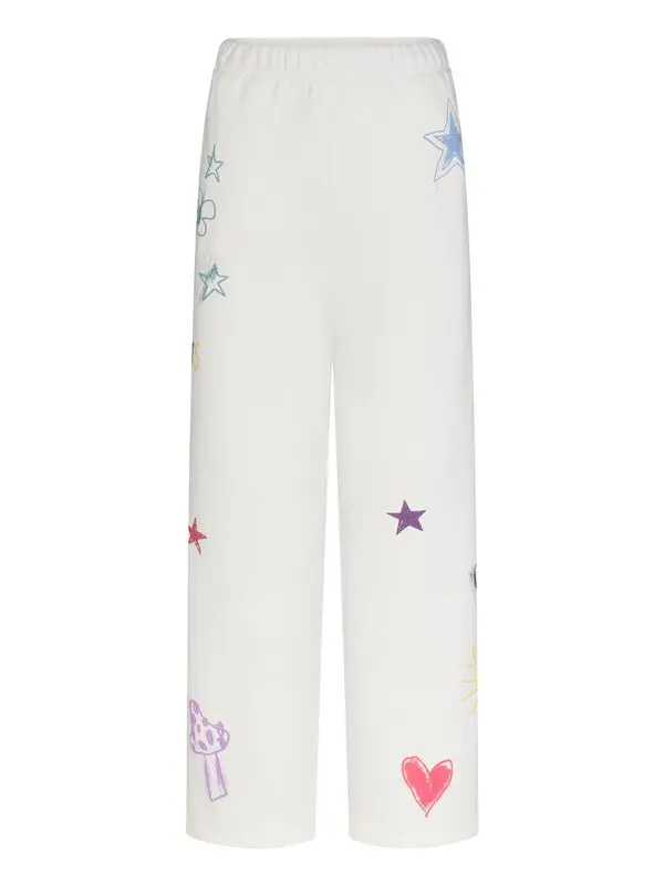 SKIMS Classic Straight Leg Fleece Pants - Marble Multi Doodle Print