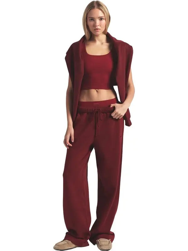 SKIMS Cotton Fleece Classic Straight Leg Pant - Merlot