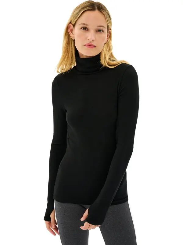 Splits59 Jackson Ribbed Turtleneck Top - Black