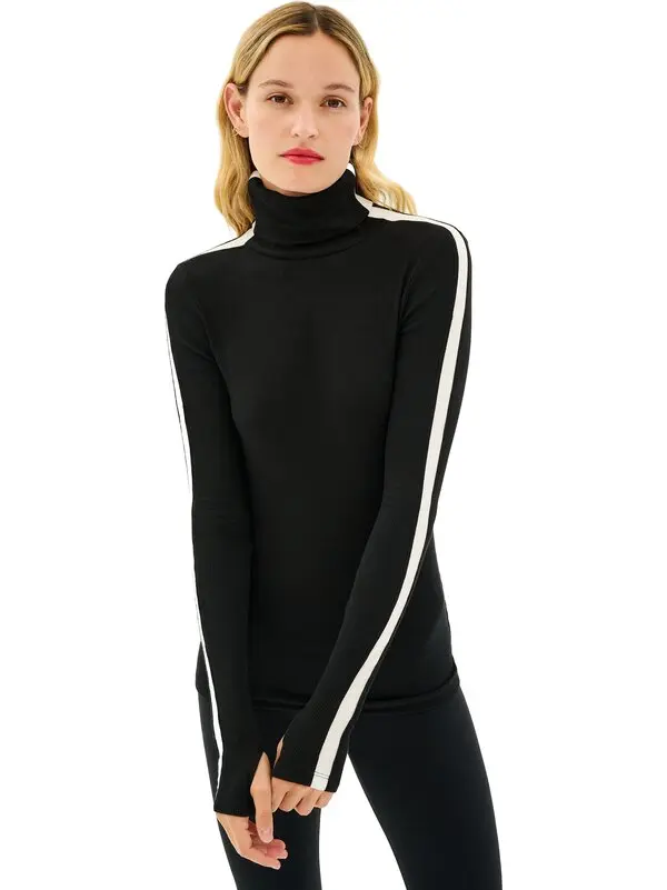 Splits59 Jackson Ribbed Turtleneck Top - Black/white
