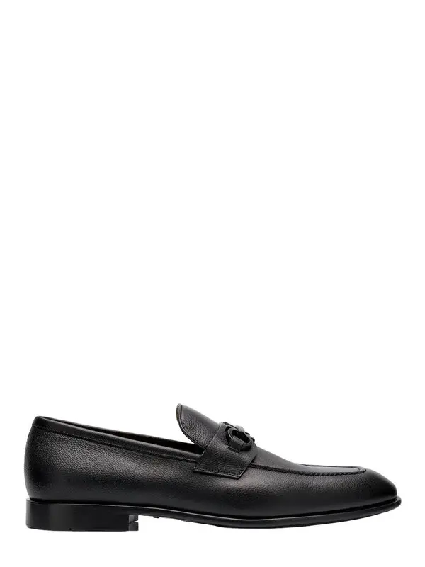 FERRAGAMO Foster Leather Gancini Bit Loafers - Nero