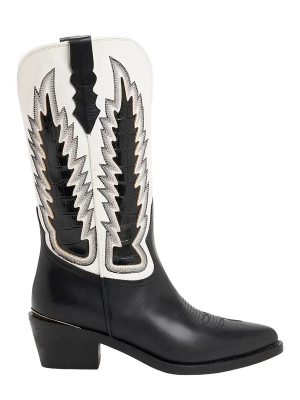 Partlow Whitney Leather Western Boots - Nerobianco