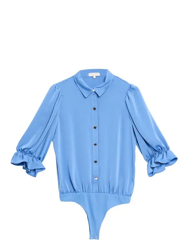 Ramy Brook Dina Satin Bodysuit - Cornflower Blue