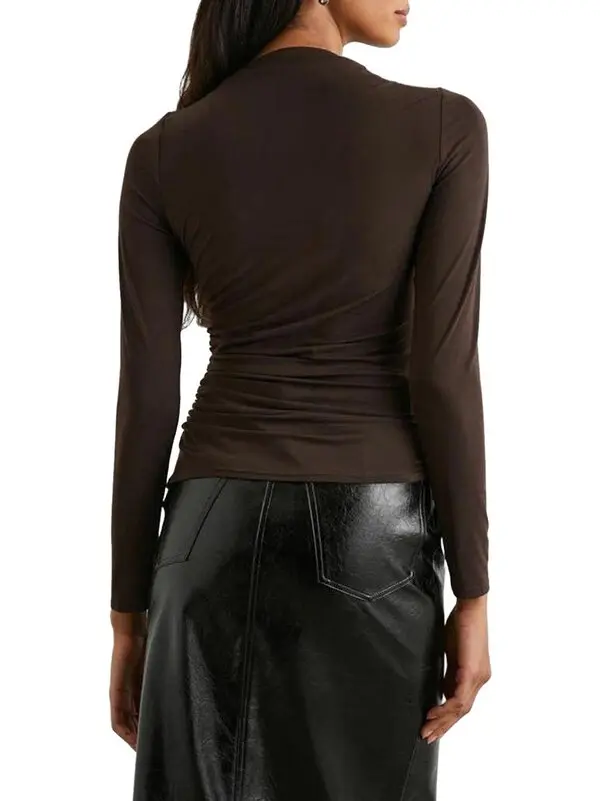 Rails Joelle Shirred Mock-neck Top - Espresso
