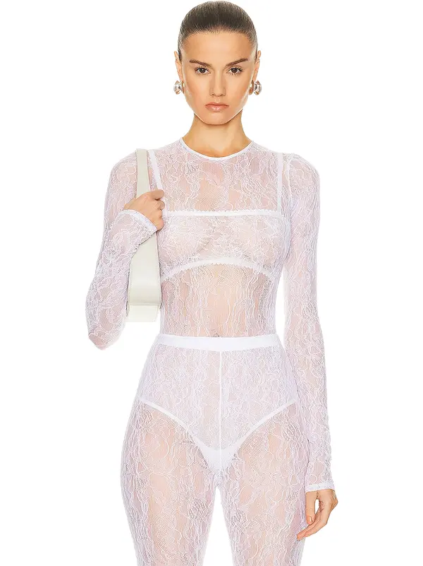 Wardrobe.NYC Lace Bodysuit - Off White