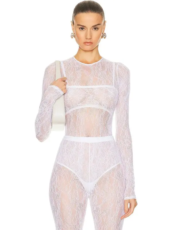 Wardrobe.NYC Lace Bodysuit - Off White