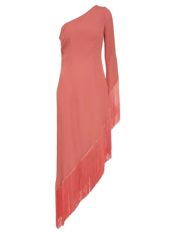 TALLER MARMO Aventador Fringed One-shoulder Midi Dress - Pink
