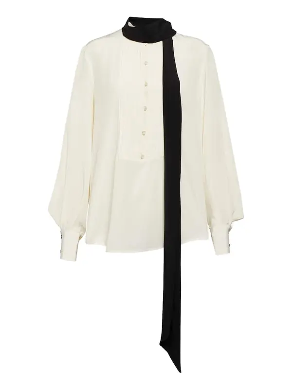 Victoria Beckham Tie-neck Silk Blouse - White