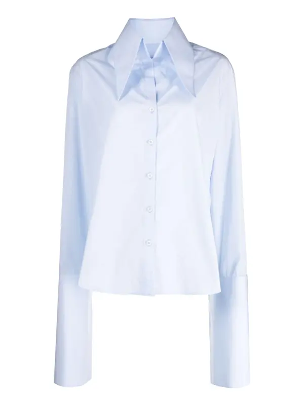 ALMAZ Split-detail Poplin Cotton Shirt - Blue
