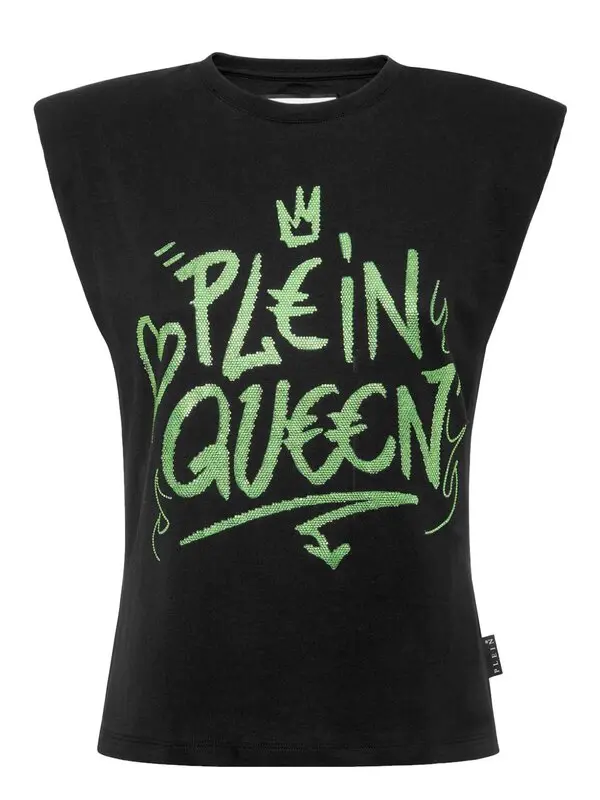 Philipp Plein Slogan Print Cotton T-shirt - Black