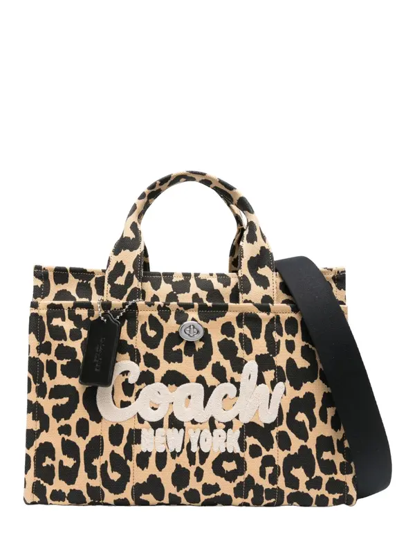 COACH® Leopard Print Canvas Tote Bag - Brown