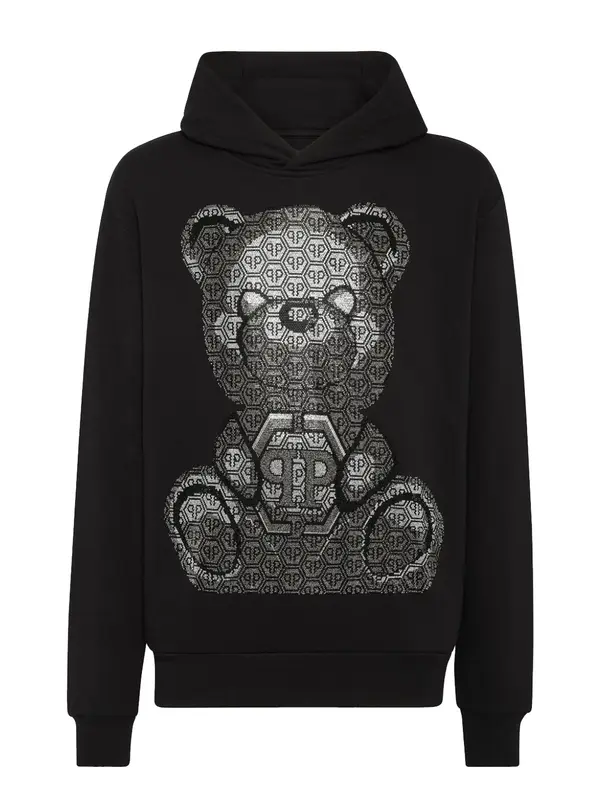 Philipp Plein Teddy Bear-print Cotton Hoodie - Black
