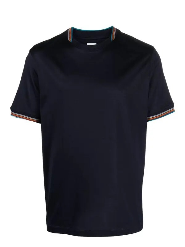 Paul Smith Striped-trim Cotton T-shirt - Blue