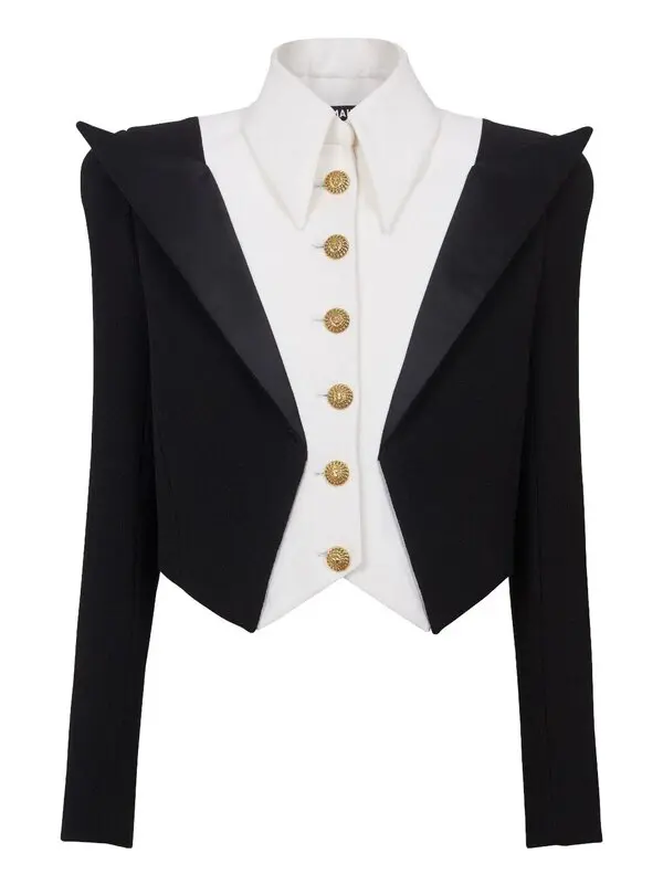 Balmain 6-button Spencer Cropped Jacket - Black