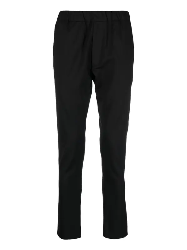 LOW BRAND Drawstring Tapered-leg Trousers - Black