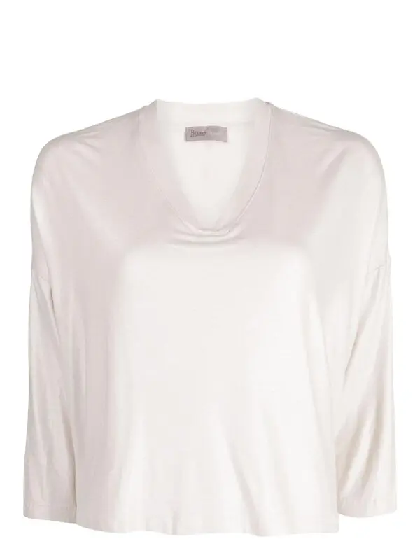 Herno Satin V-neck T-shirt - Neutrals