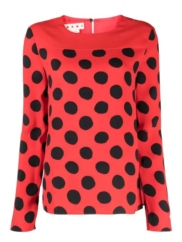 Marni Polka-dot Print Blouse - Red
