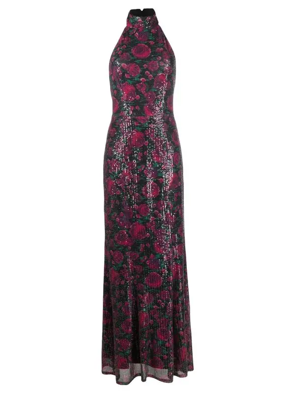 ROTATE BY BIRGER CHRISTENSEN Rose-pattern Sequin Maxi Dress - Green