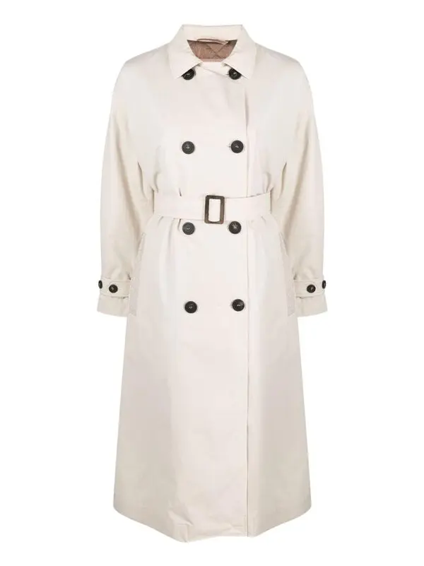 Peserico Monili-chain Double-breasted Trenchcoat - Neutrals