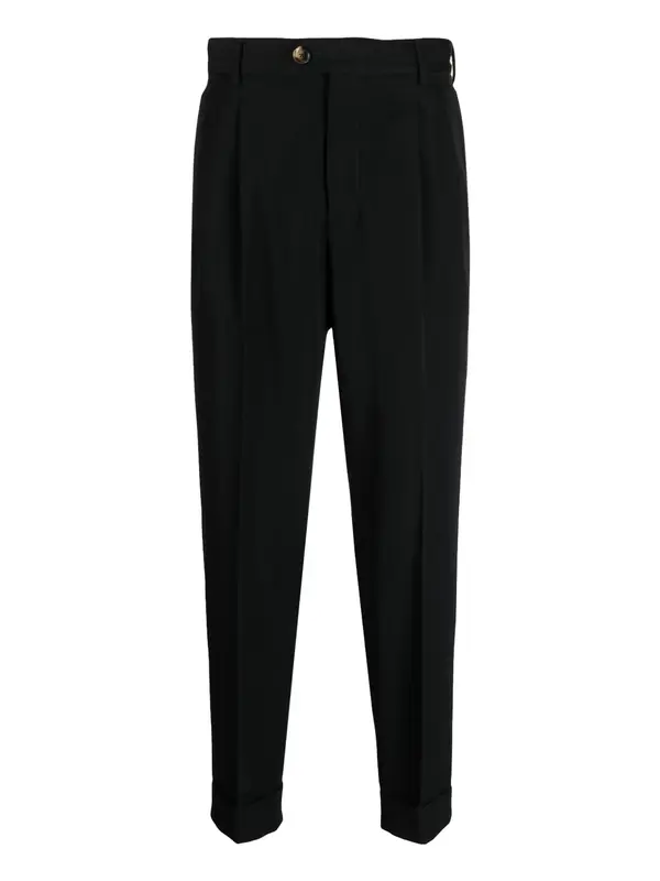 PT TORINO Pleated Tapered Trousers - Black
