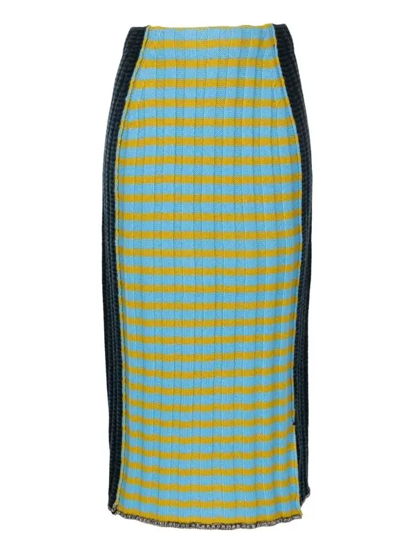 YANYAN Check-print Knitted Midi Skirt - Multicolour
