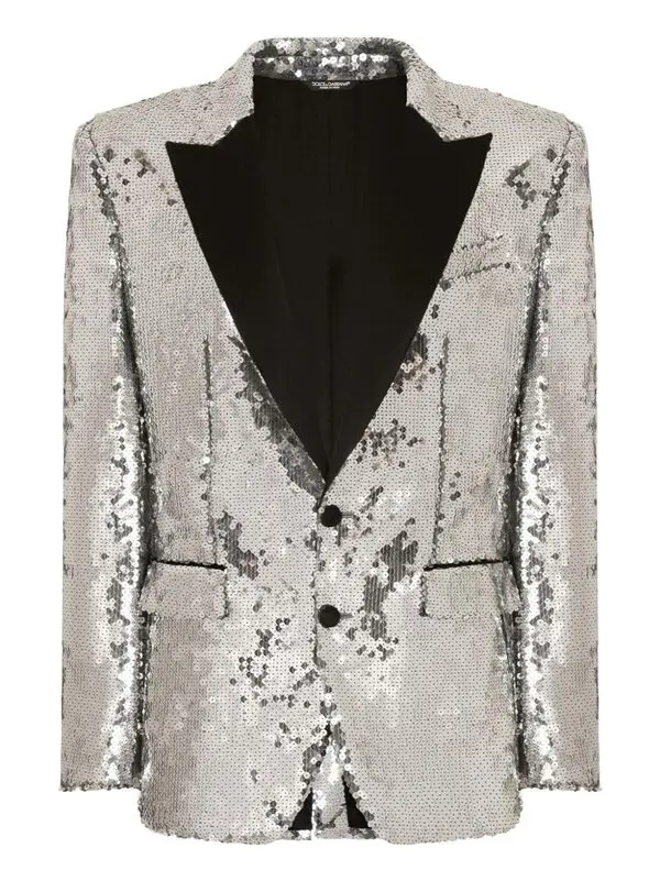 Dolce & Gabbana Sequin-embellished Tuxedo Jacket - Grey