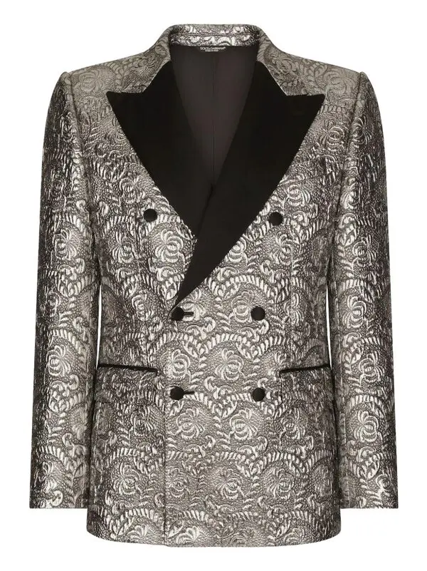 Dolce & Gabbana Satin-lapel Jacquard Tuxedo Jacket - Grey