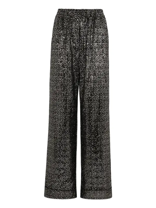Dolce & Gabbana Sequinned Wide-leg Trousers - Black