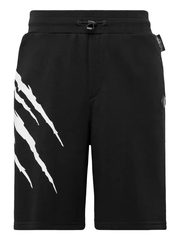 PLEIN SPORT Scratch-print Track Shorts - Black