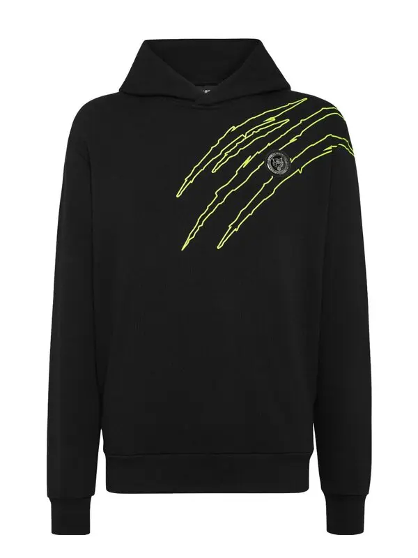 PLEIN SPORT Logo-print Cotton-blend Hoodie - Black