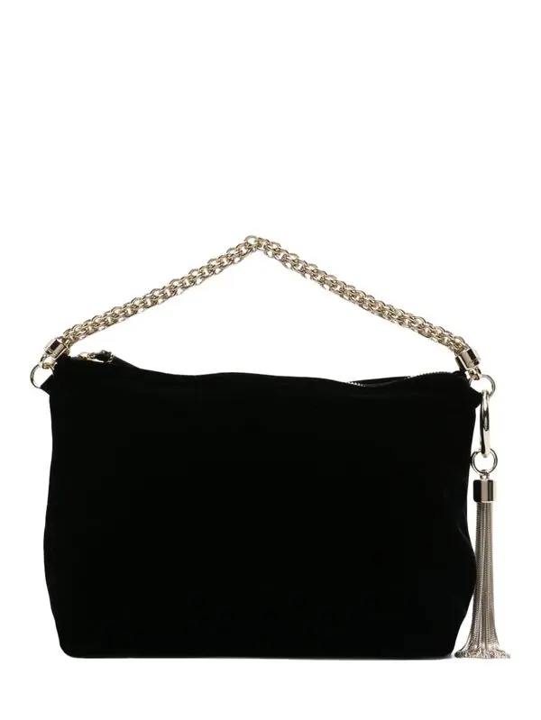 JIMMY CHOO Callie Velvet Shoulder Bag - Black