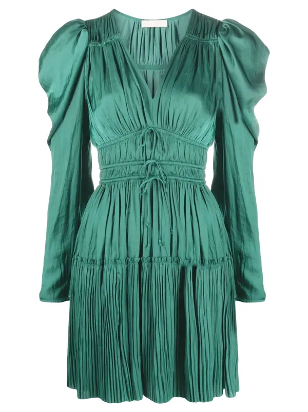 Ulla Johnson Lu Plissé-effect Minidress - Green