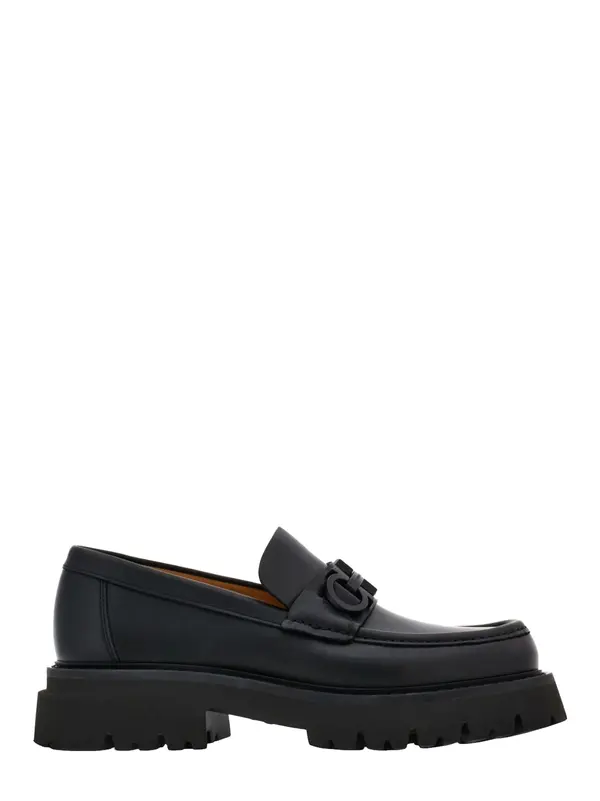 FERRAGAMO Florian Leather Loafers - Black