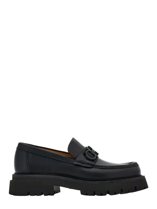 FERRAGAMO Florian Leather Loafers - Black
