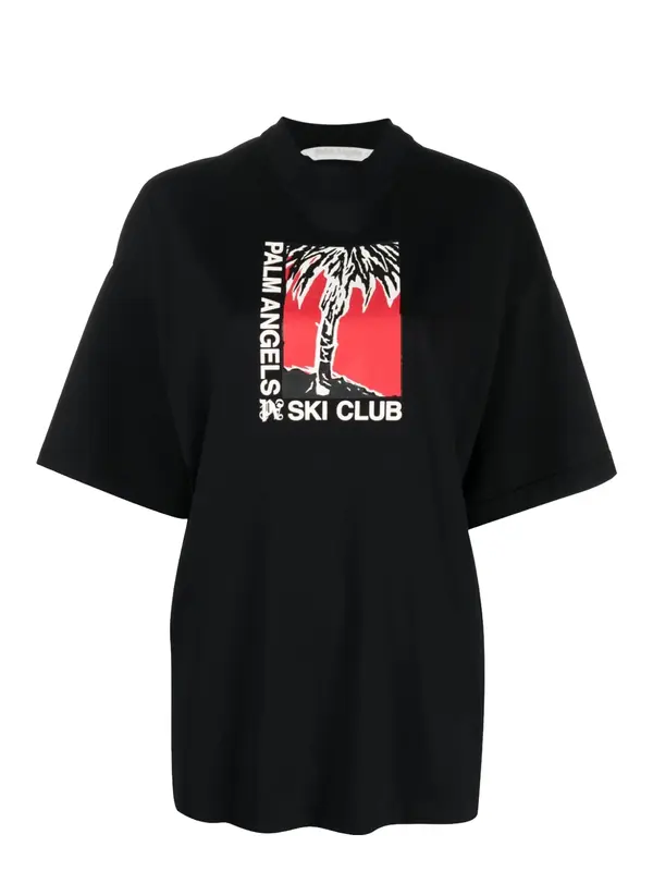 Palm Angels Ski Club Cotton T-shirt - Black