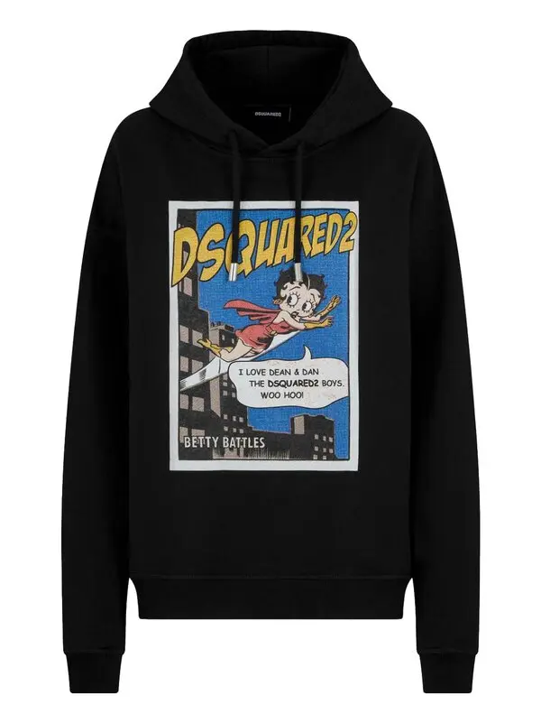 Dsquared2 Graphic-print Jersey Hoodie - Black