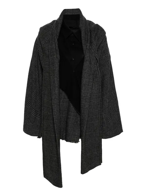 Yohji Yamamoto Combination Plaid Check-pattern Coat - Grey