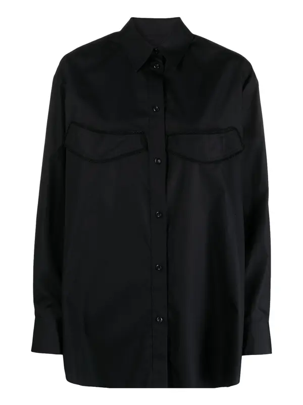 Simone Rocha Appliqué-detail Side Button-fastening Shirt - Black