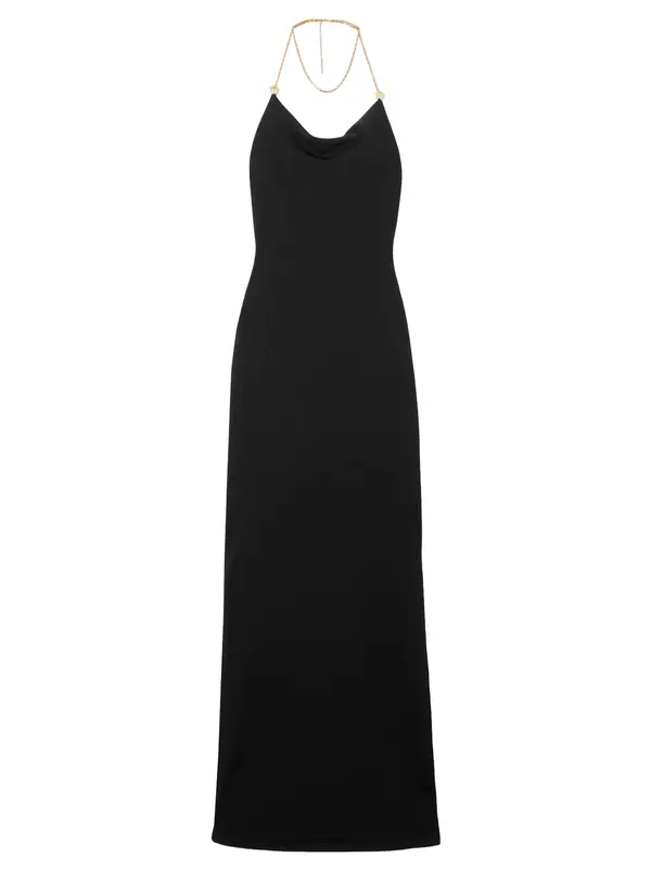 Bottega Veneta Chain-embellished Knitted Halterneck Gown - Black