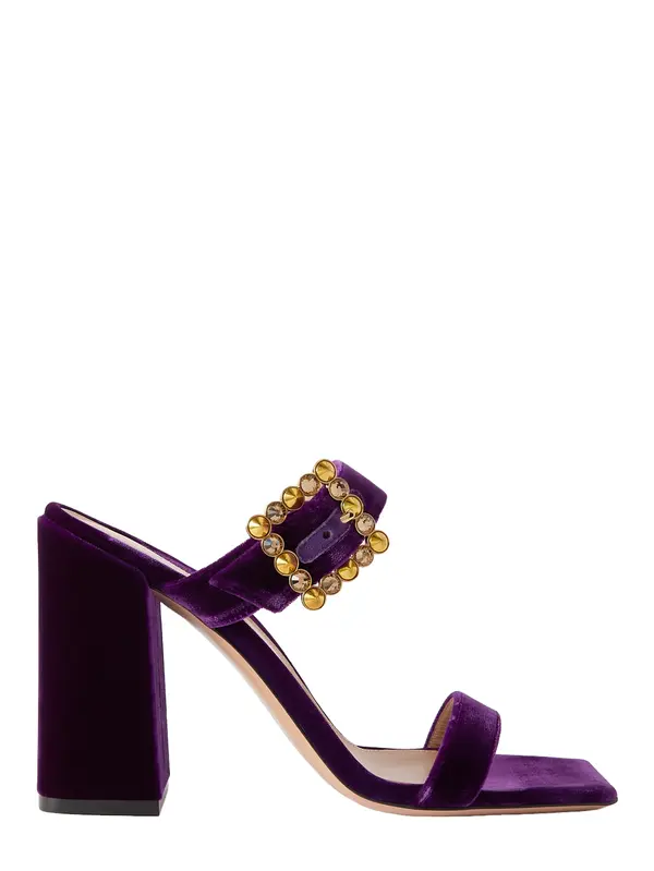 GIANVITO ROSSI Velluto 95 Crystal-embellished Velvet Sandals - Purple