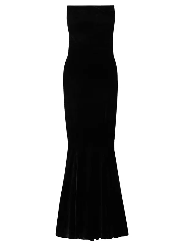 Norma Kamali Strapless Velvet Maxi Dress - Black