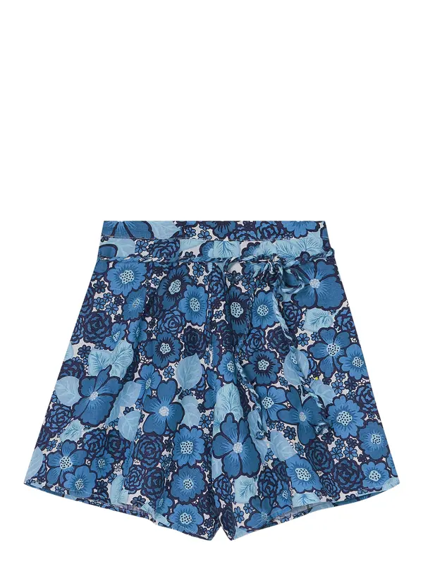 Faithfull The Brand Net Sustain Felia Floral Linen Shorts - Blue