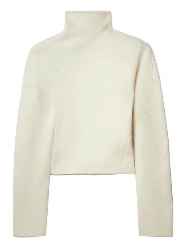 THE ROW Enoch Brushed Wool Turtleneck Sweater - Cream