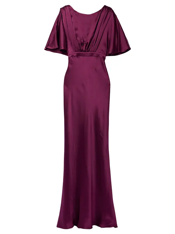 Saloni Winona Hammered Silk-satin Gown - Burgundy