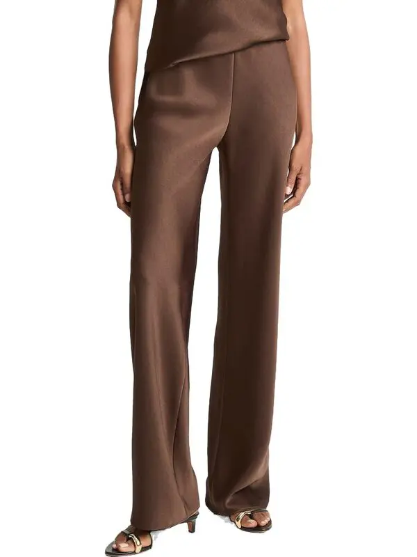 Vince Fluid High-waist Straight-leg Pants - Espresso
