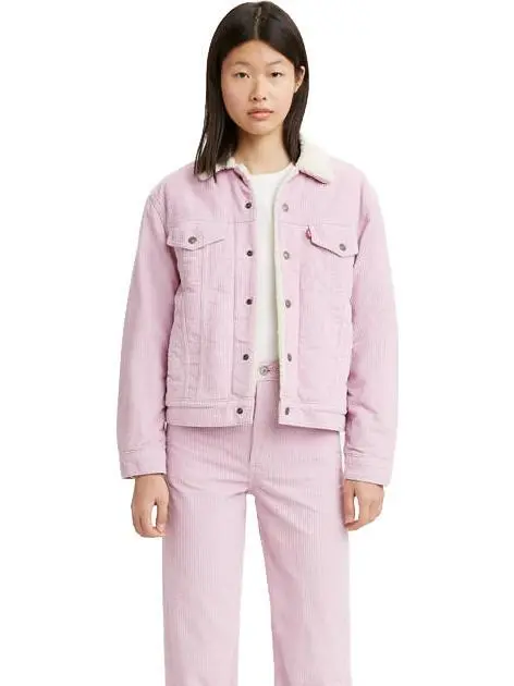 LEVI'S Ex-boyfriend Corduroy Sherpa Trucker Jacket - Pebble Keepsake Lilac