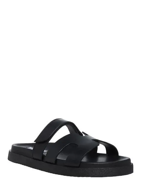 Steve Madden Mayven Flatform Slide Sandal - Black Leather
