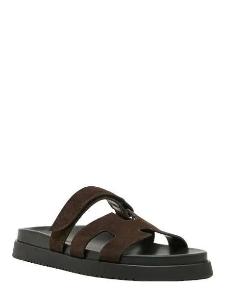 Steve Madden Mayven Flatform Slide Sandal - Chocolat Brown Suede