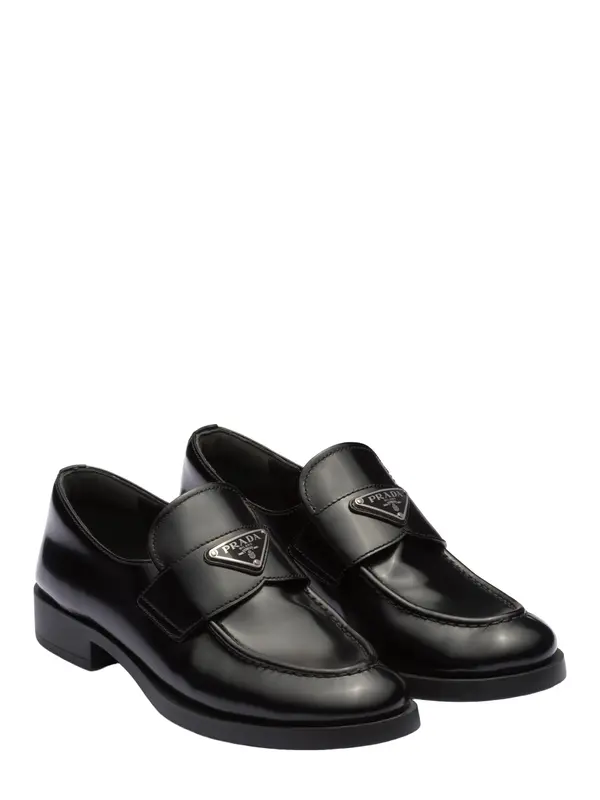 Prada Brushed Leather Loafers - Black